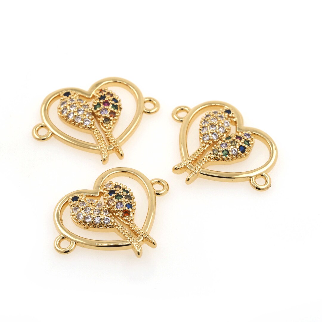 Heart Connector, Skeleton Heart Connector, 18K Gold Filled Heart ...