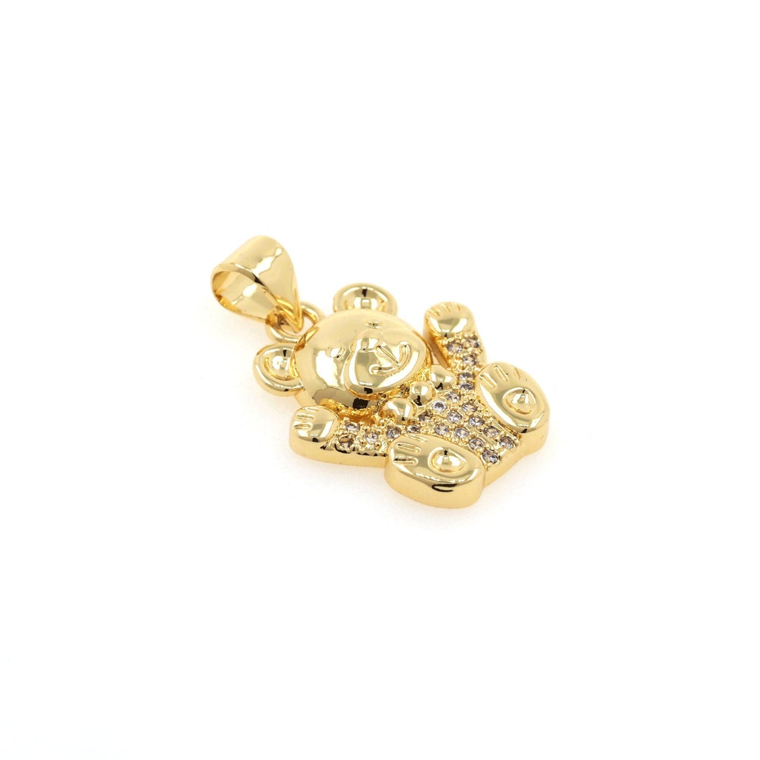 Cute Bear Pendant, Gold Plated Bear Pendant, 18K Gold Filled Cute ...