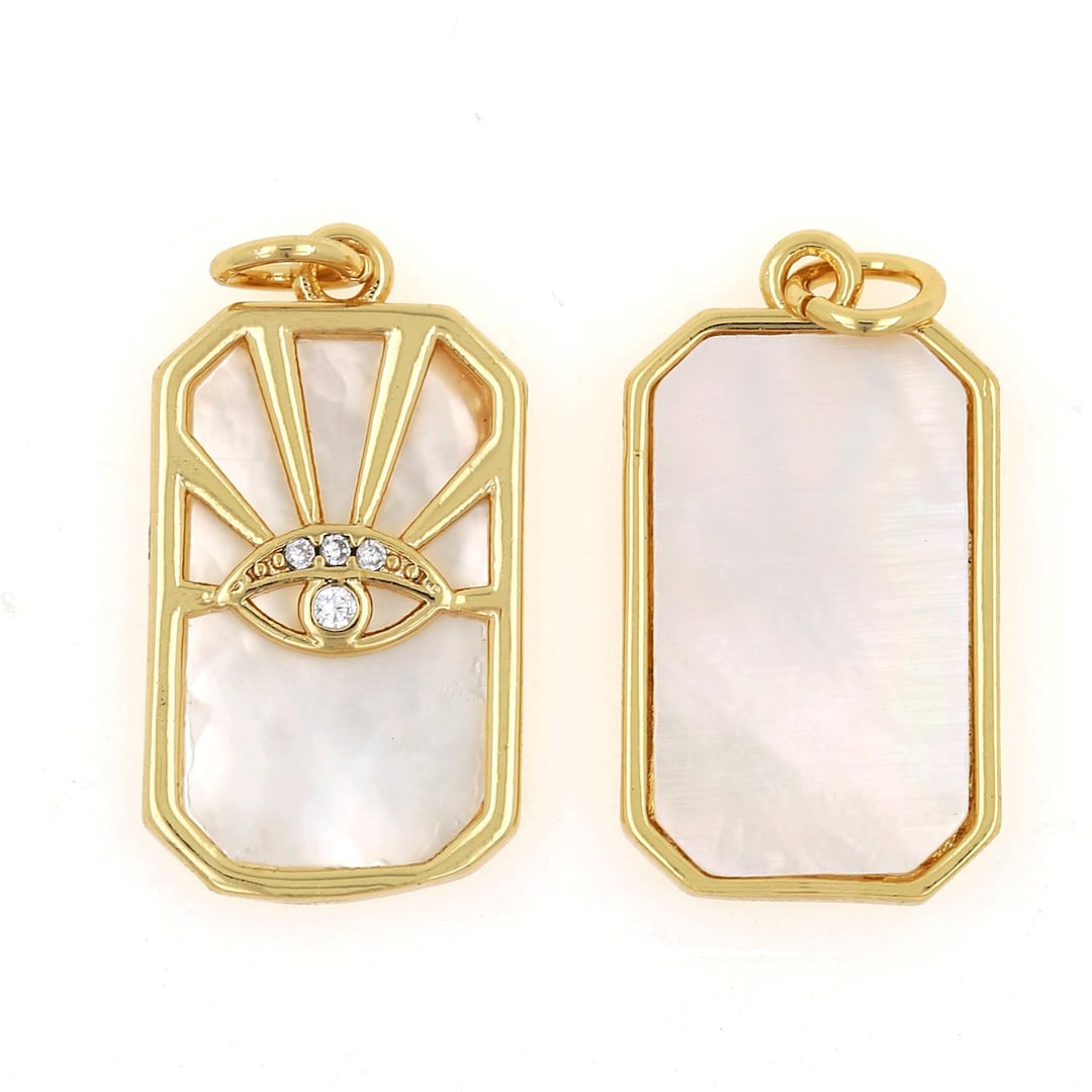 Card Pendant 18K Gold Plated Eye Pendant Pearl Card Pendant Gift for ...