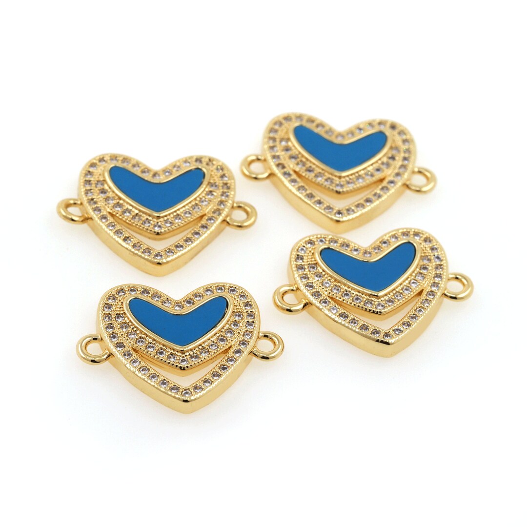 Enamel Love Heart Connector, 18K Gold Filled Love Connector, Miniature ...