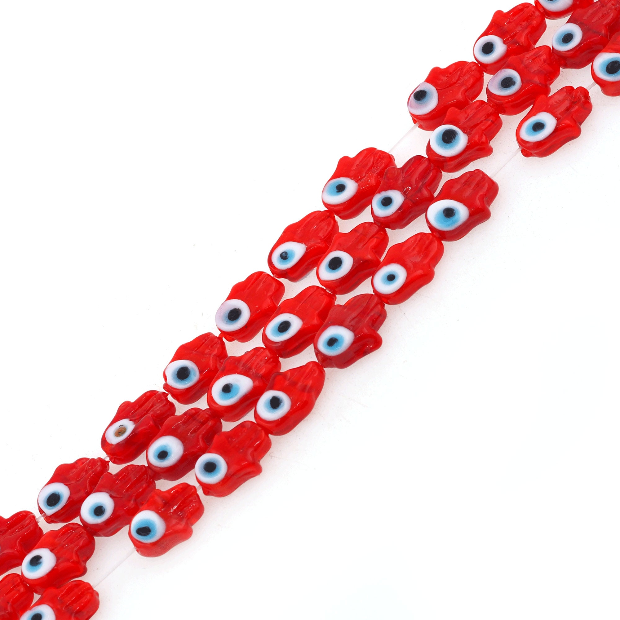 28 Pieces, Red Magic Eye Glass Beads, Evil Eye Glass Beads, Hand Shaped ...