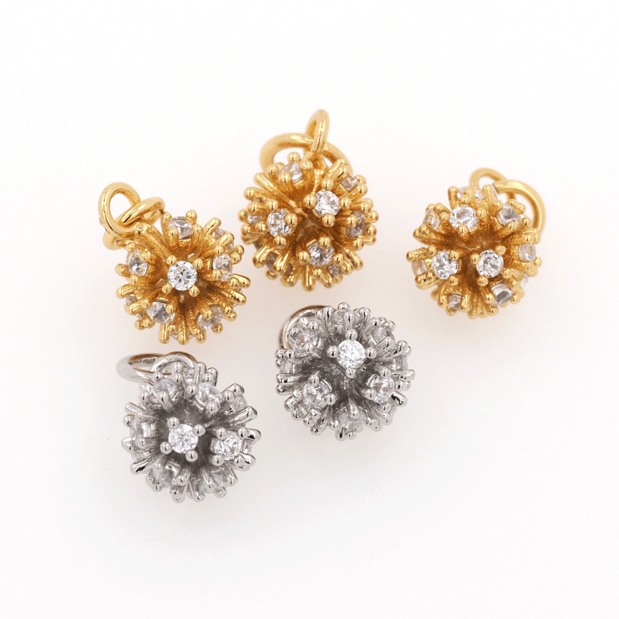 Bacteria Pendant, Bio Necklace, 18k Gold Filled Bio Charm, Micropavé CZ ...