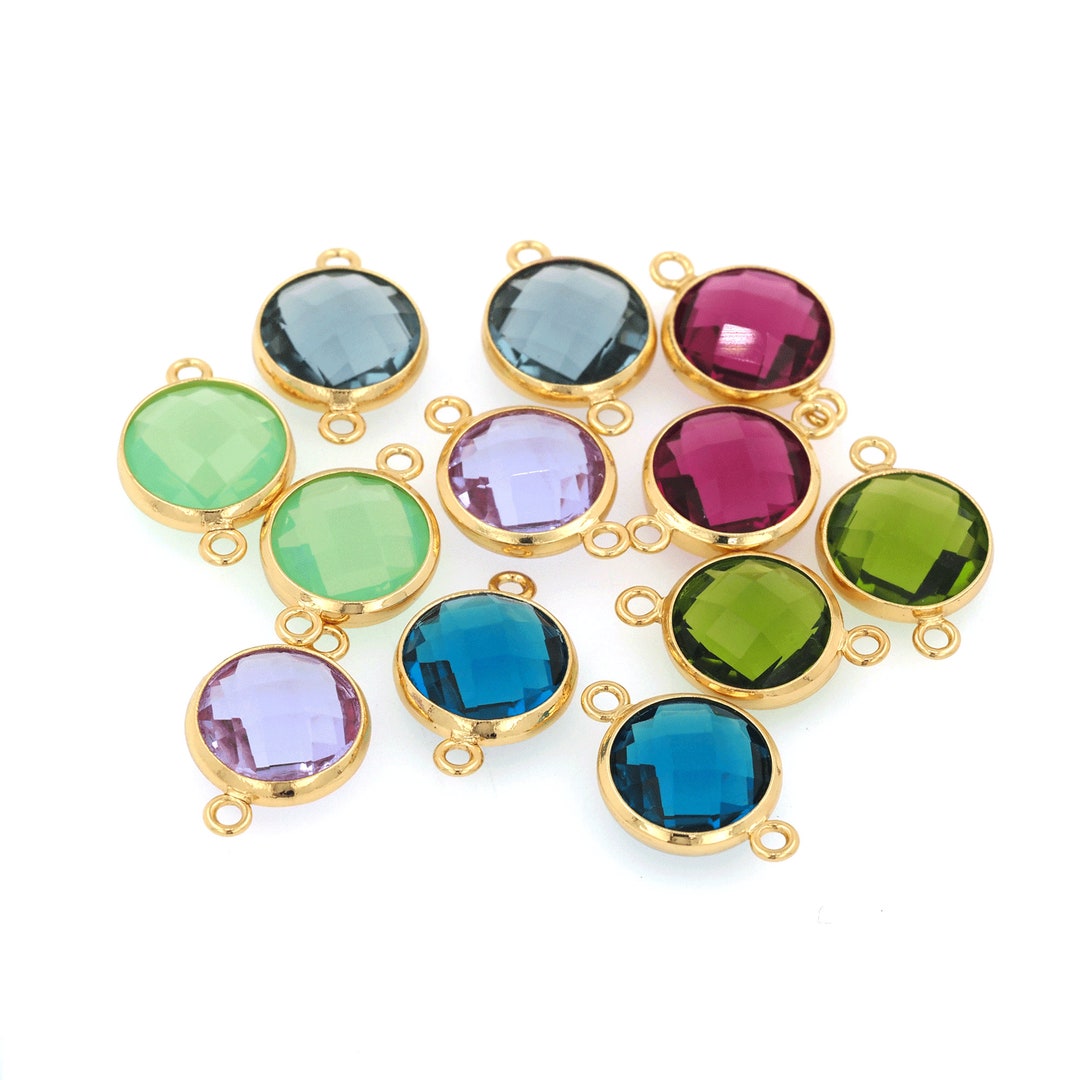 Pack of 10,stained Glass Connectors,24kgold Filled Faceted Glass ...