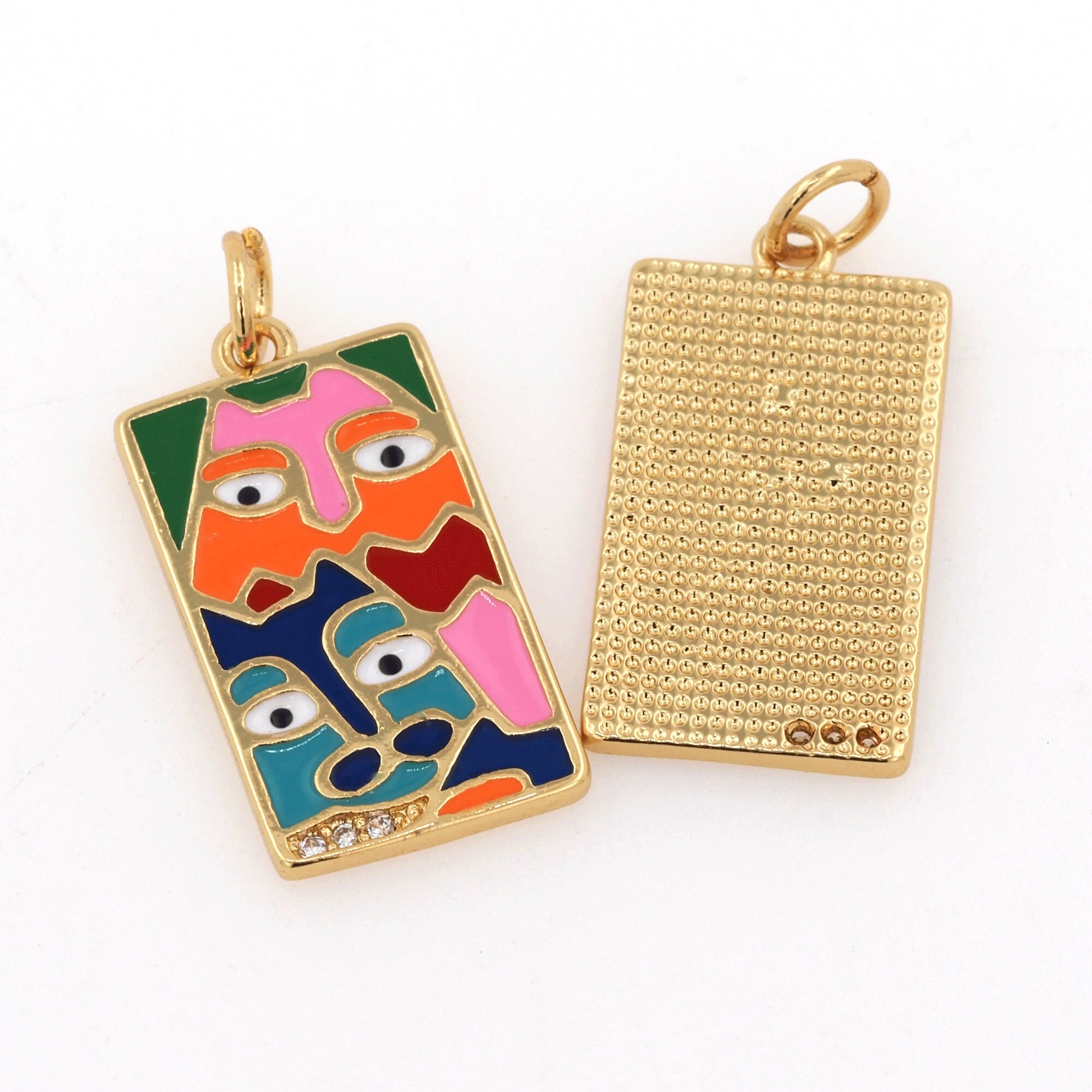 Enamel Necklace,cartoon Character Pendant,18k Gold Filled ...