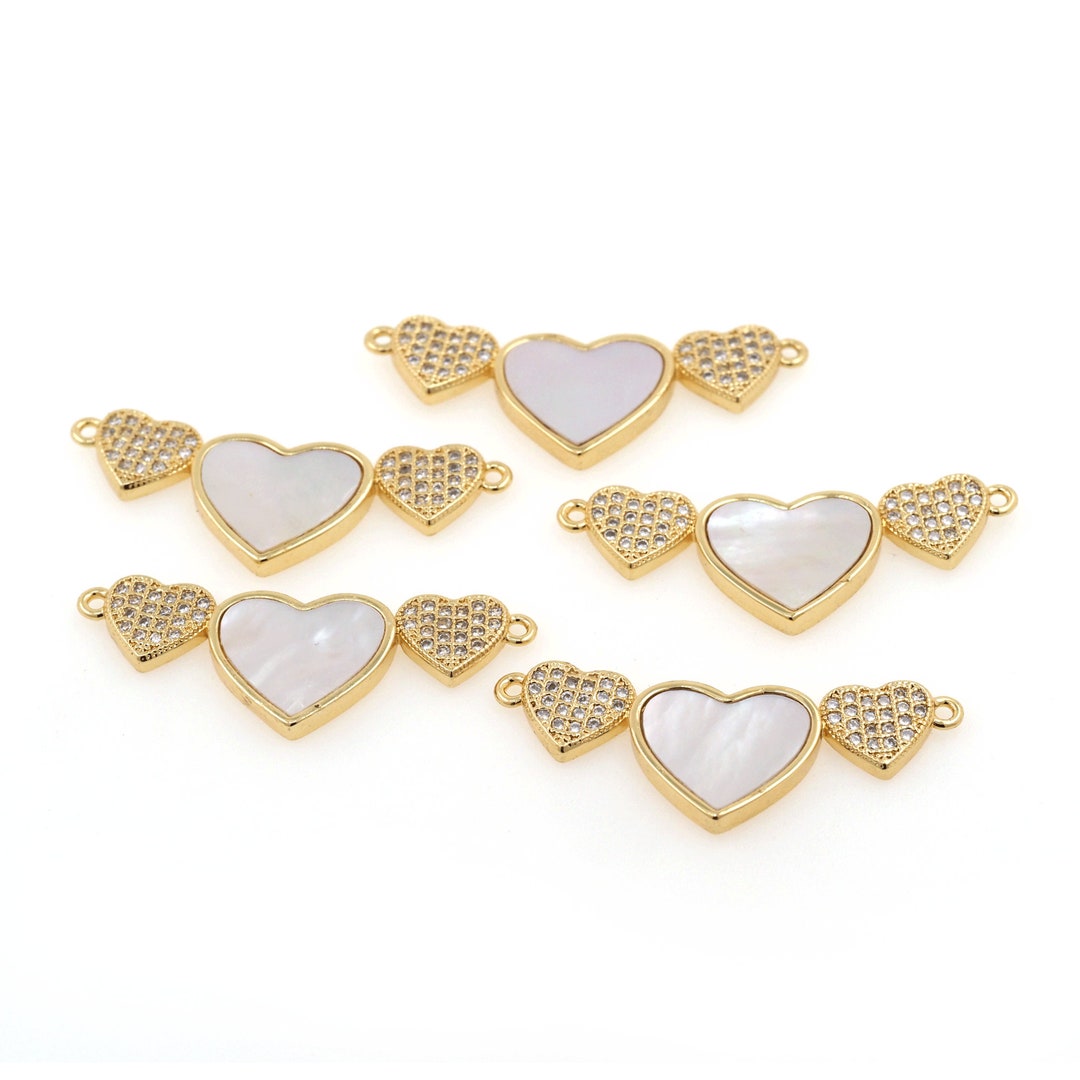 Triple Love Heart Connector,18k Gold Filled Heart Connector,miniature ...