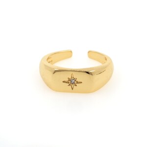 Gold Plated Cross Star Ring, 18K Gold Filled Creative Ring, Micropavé ...