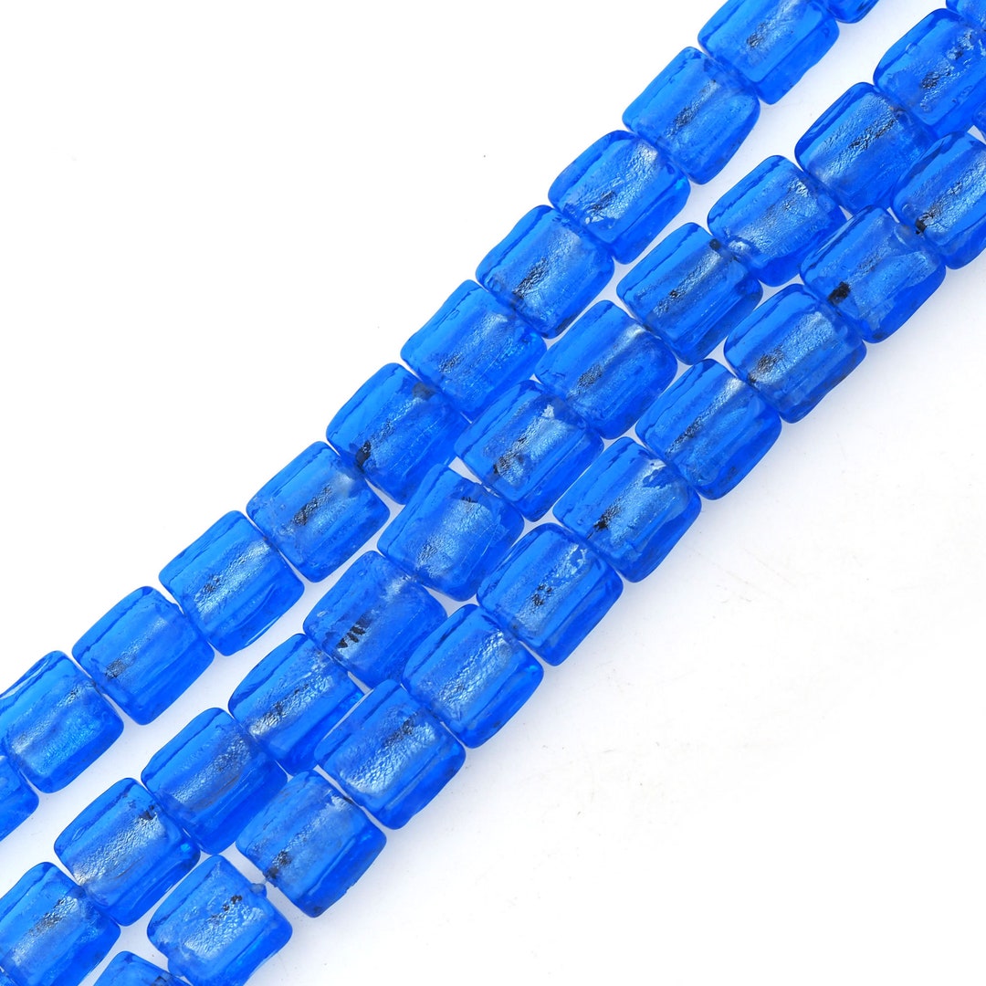 Blue Glass Beads, Rectangular Glass Beads, Murano Glass Beads ...