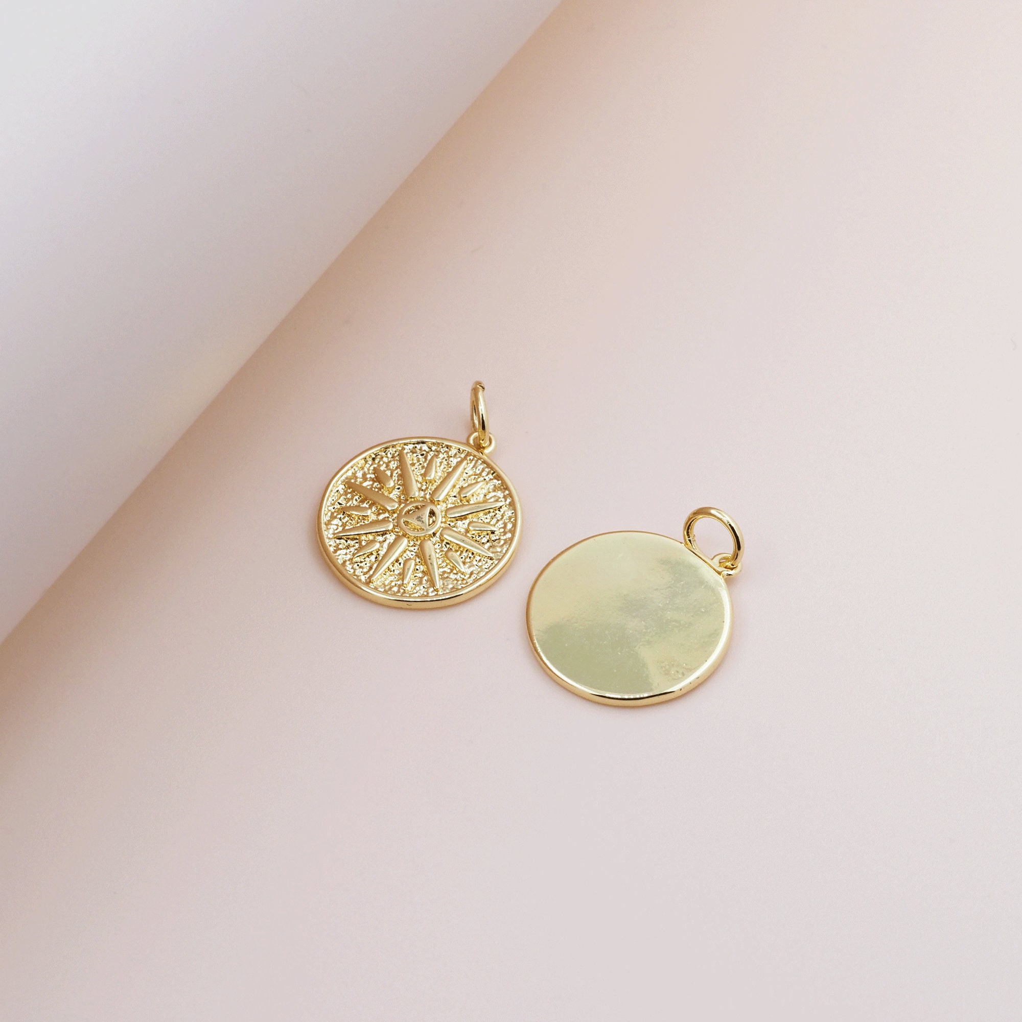 Doji Pendant, 18K Gold Filled North Star Pendant, Microstone Round ...