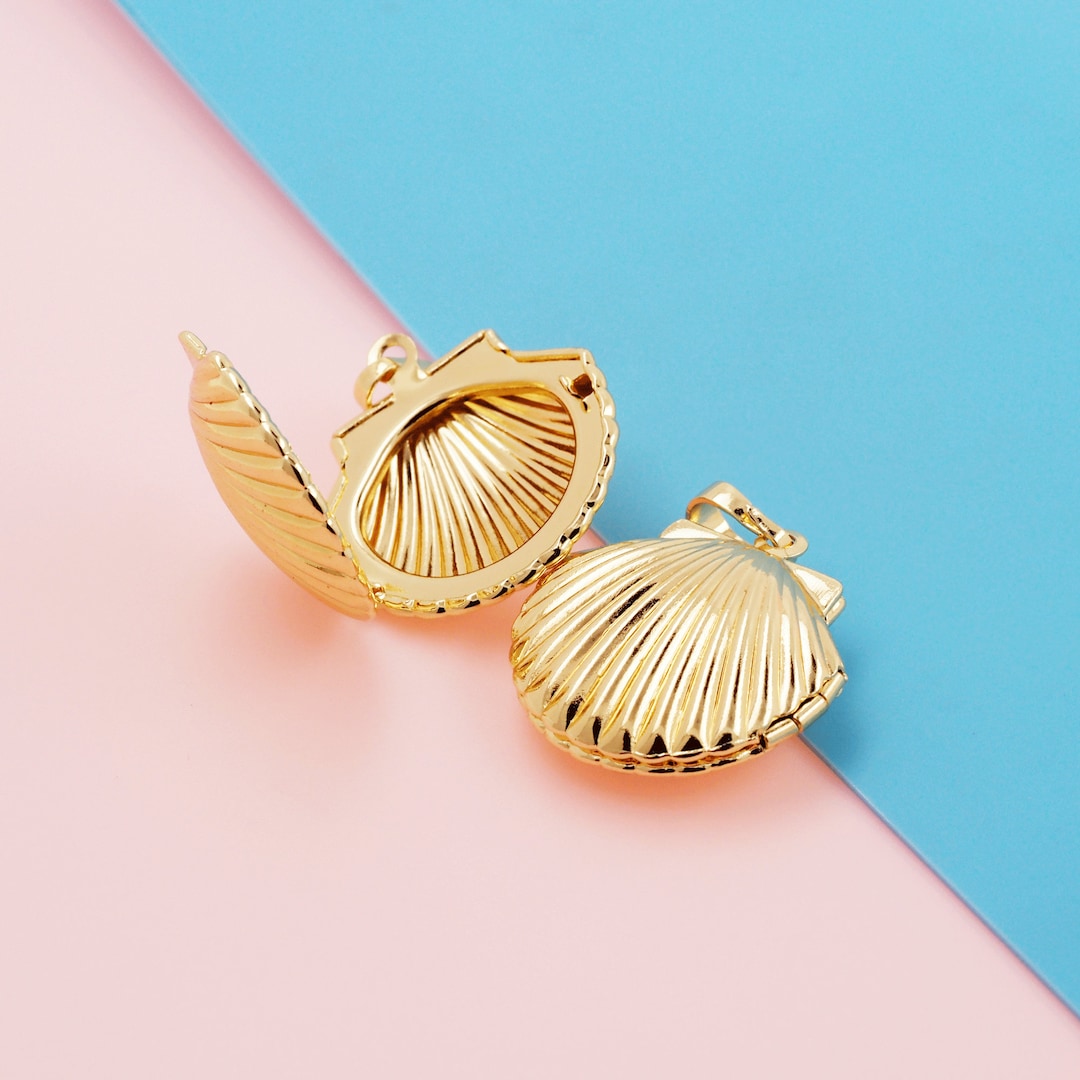 Seashell Photo Box Pendant, Seashell Necklace, Photo Frame Pendant, 24K ...