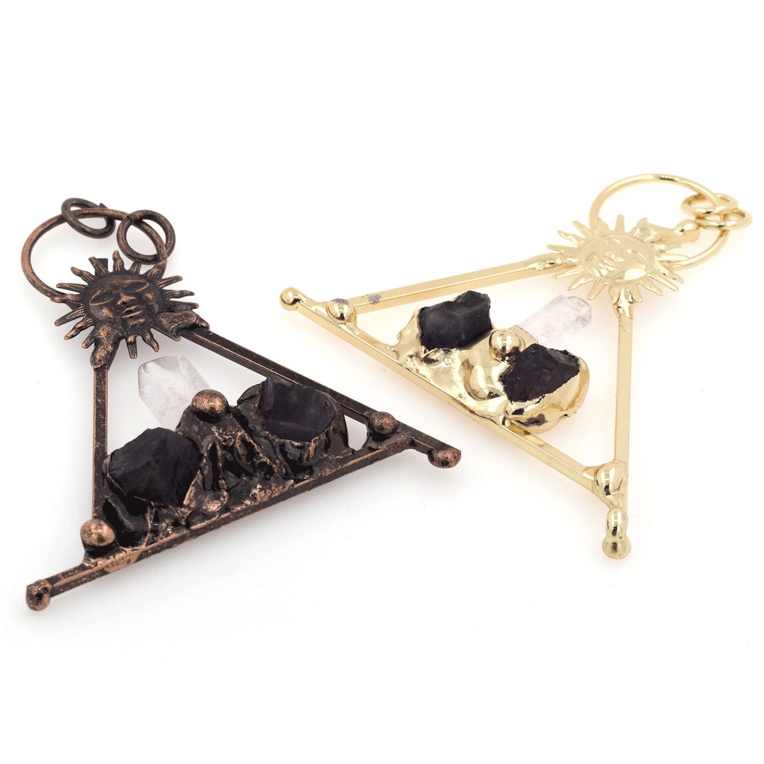 Boho Pendant, Triangular Amethyst Pendant, Crystal Pendant, Triangular ...