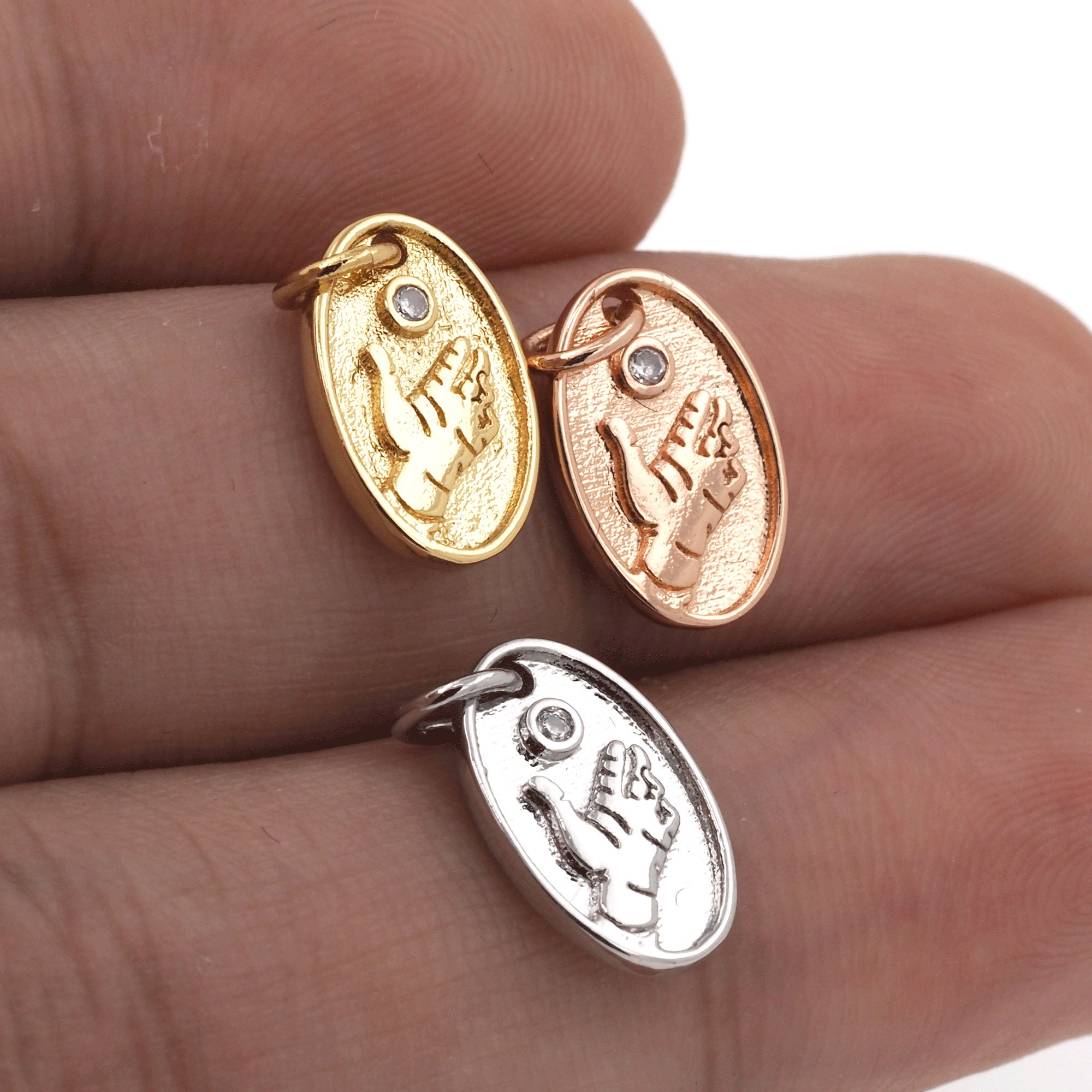 Oval Pendant, Oval Hand Pendant, 18k Gold Filled Hold Pendant ...