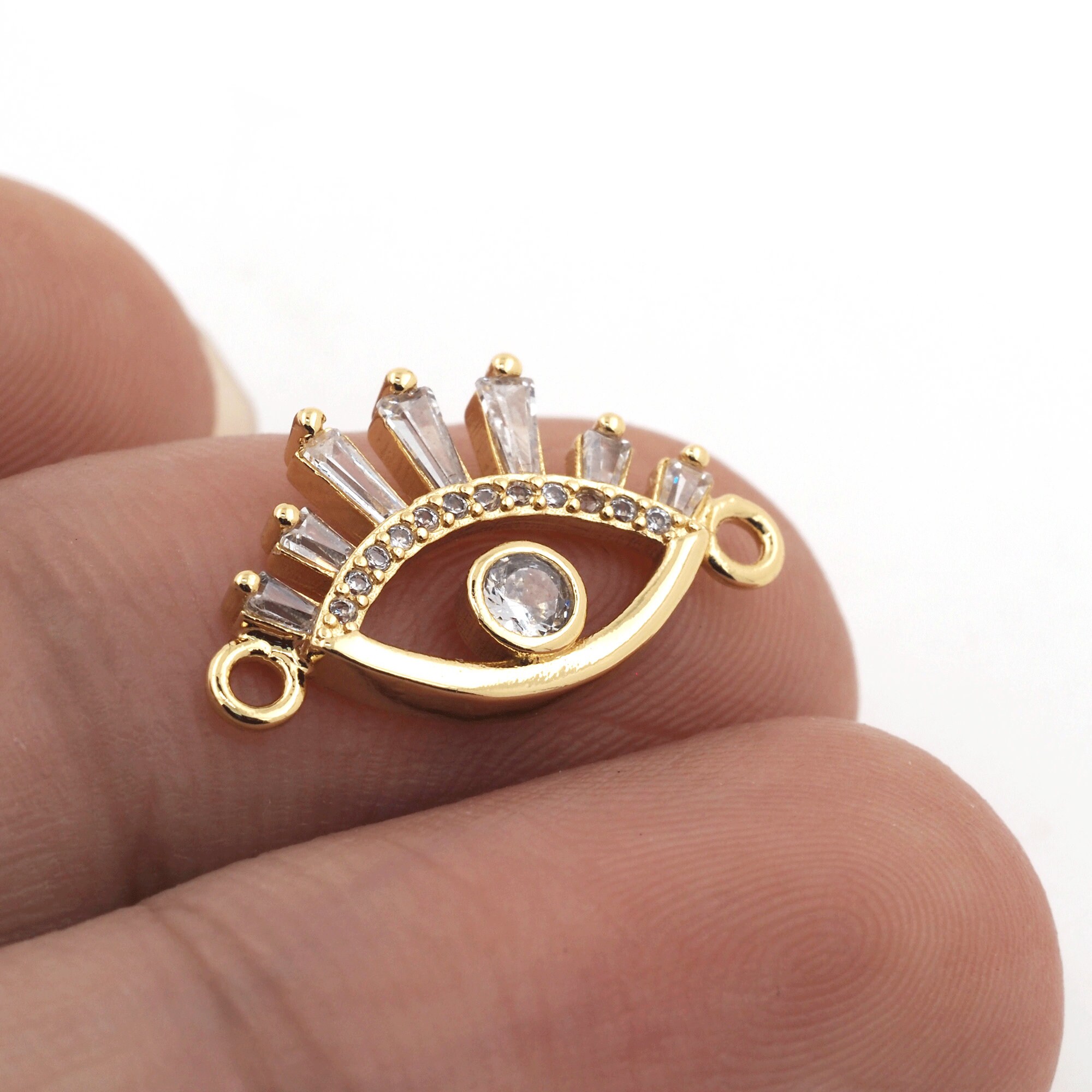 Eye Connector, Big Eye Connector, 18K Gold Filled Devil's Eye Connector ...