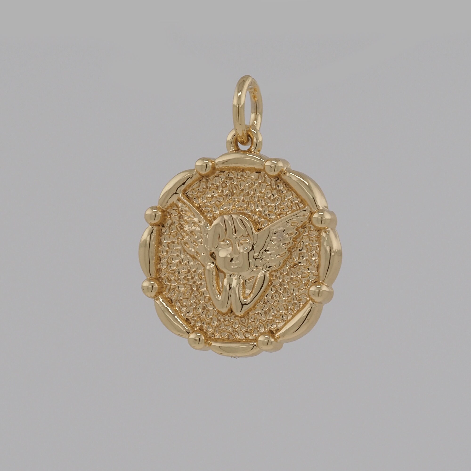 Cute Angel Necklace,18k Gold Filled Round Angel Pendant, Micropavé CZ ...