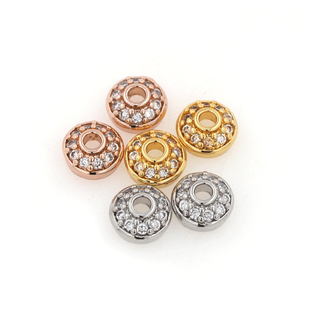 8mm, Round Bead Cap, Copper Bead Cap, Metal Bead Cap, Zircon Bead Cap ...