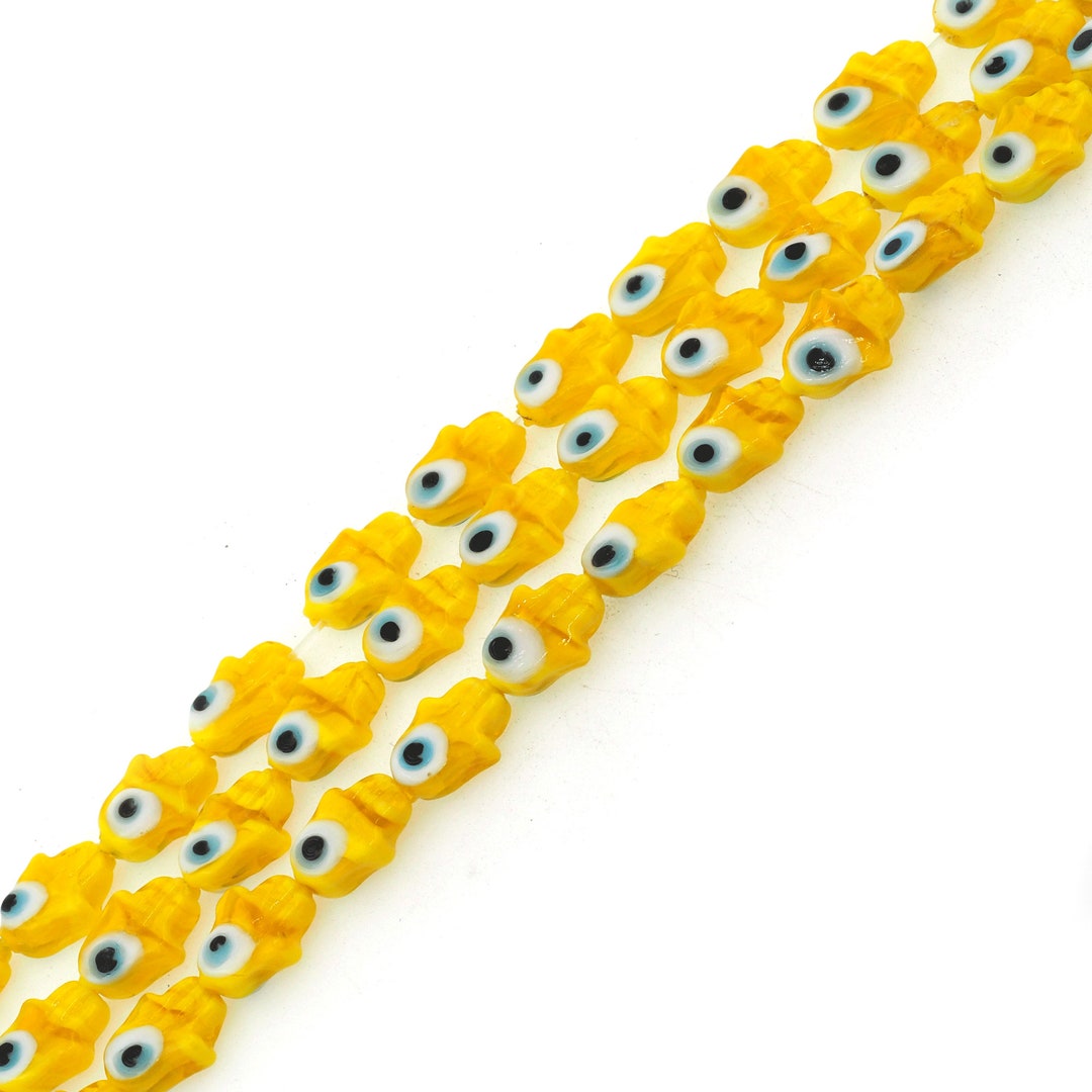 28 Pieces, Yellow Magic Eye Glass Beads, Evil Eye Glass Beads, Hand ...