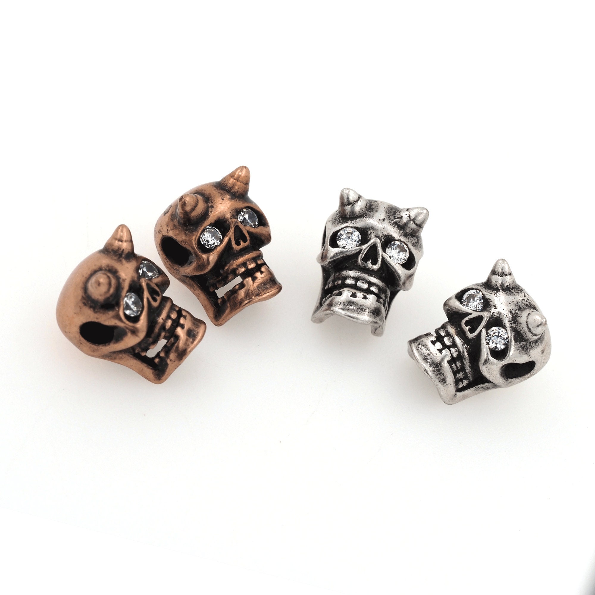 Carved Devil Head Spacerbeads,skull Spacer Beads,antique Skull Spacer ...