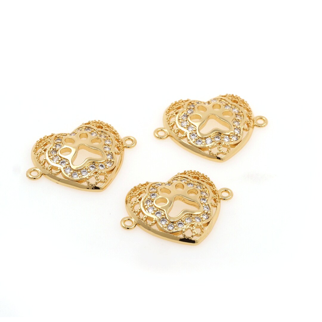 Heart Connector, Claw Connector, 18K Gold Filled Heart Connector ...