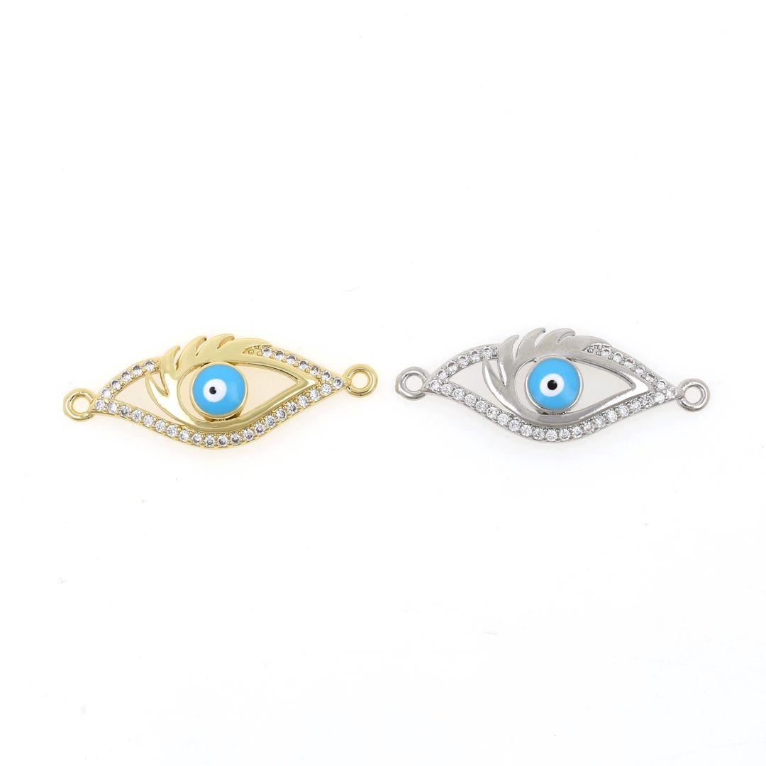 Connectors 18k Gold Plated Eye Connectors Micropavé Zirconia Eye ...