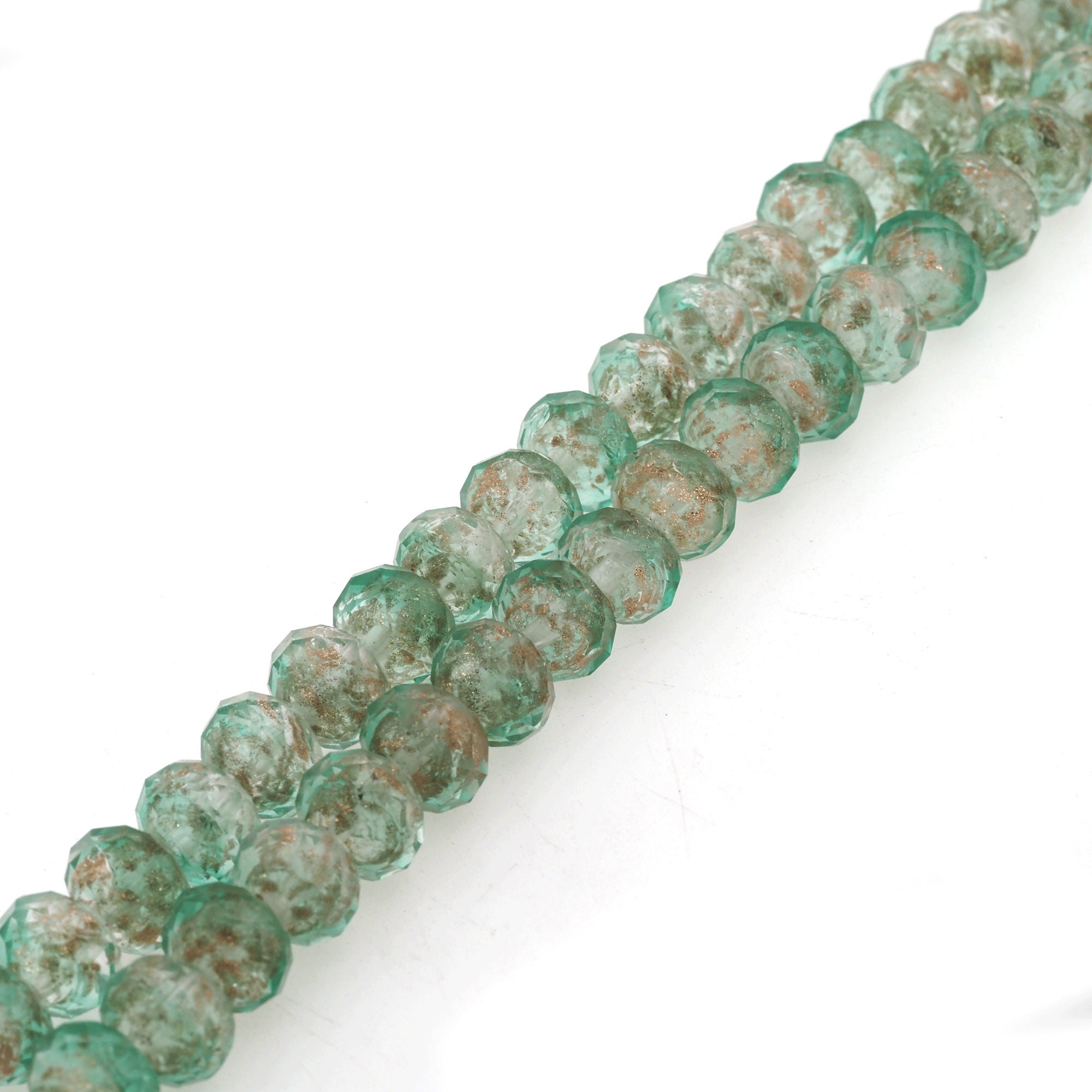 50 Pieces, Abacus Beads, Murano Glass Beads, Gold Foil Glass Beads ...