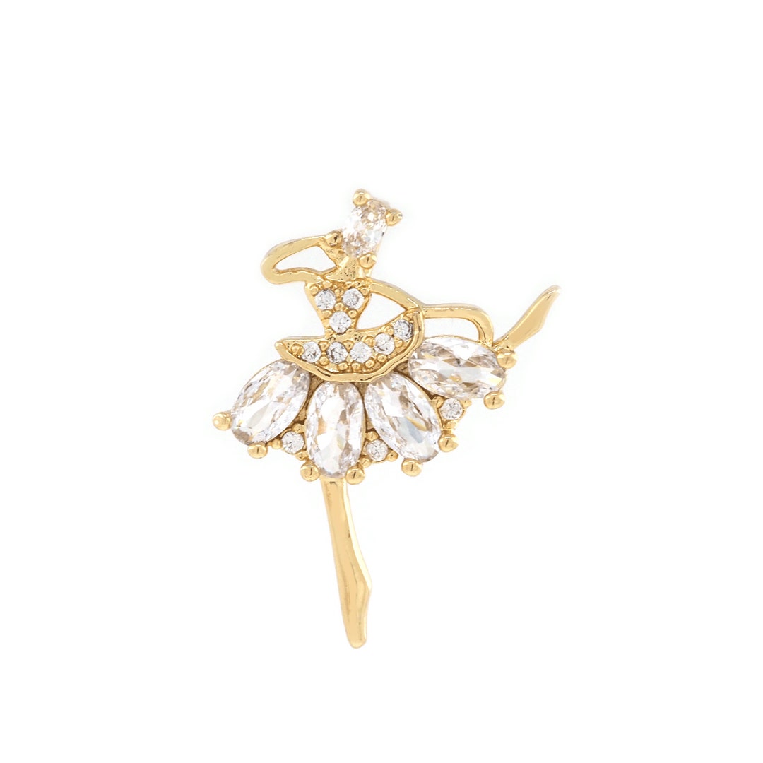 Art Pendant,18k Gold Filled Ballet Pendant, Cubic Zirconia Micropavé CZ ...