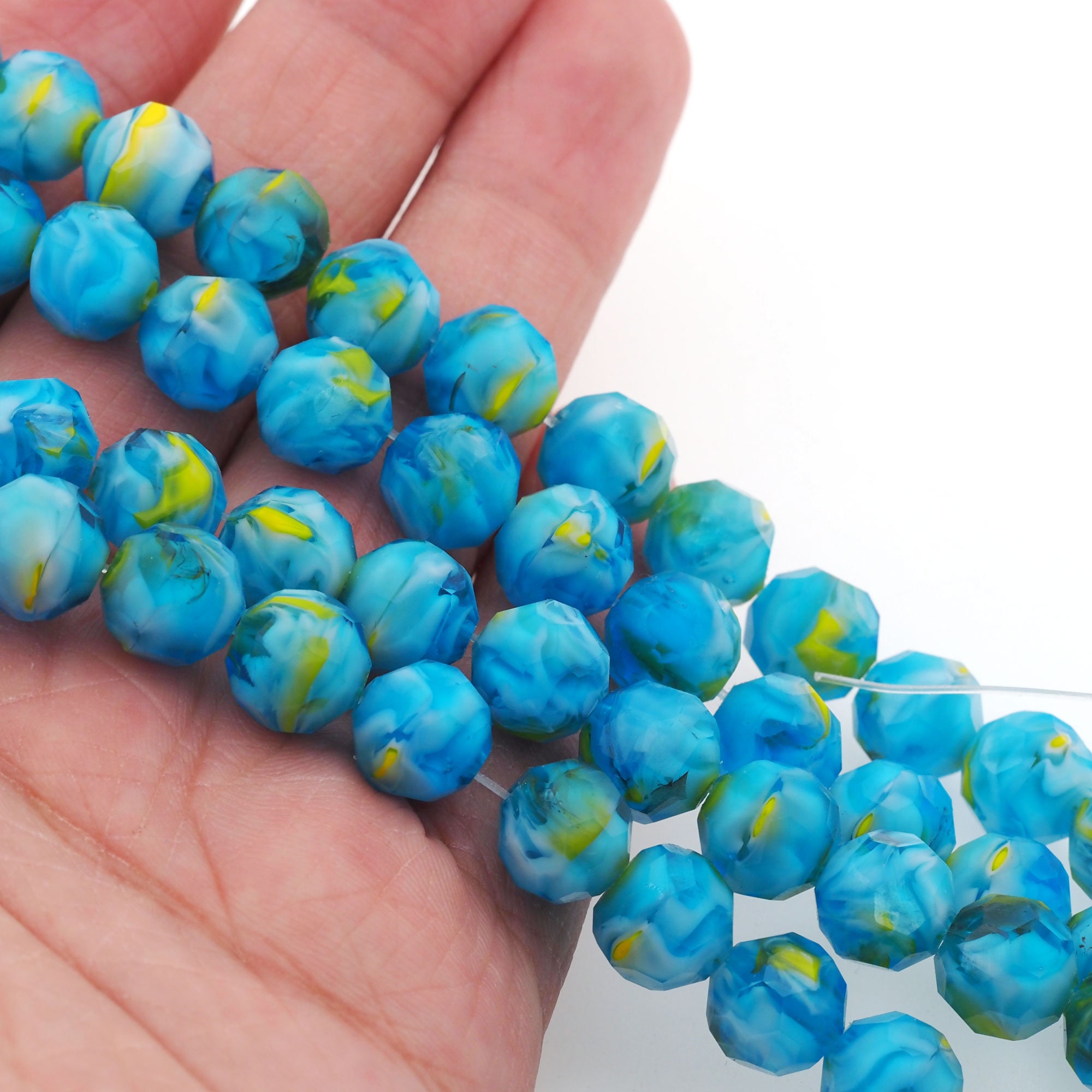 50 Pieces Abacus Beads Murano Glass Beads Cut Glass Beads - Etsy