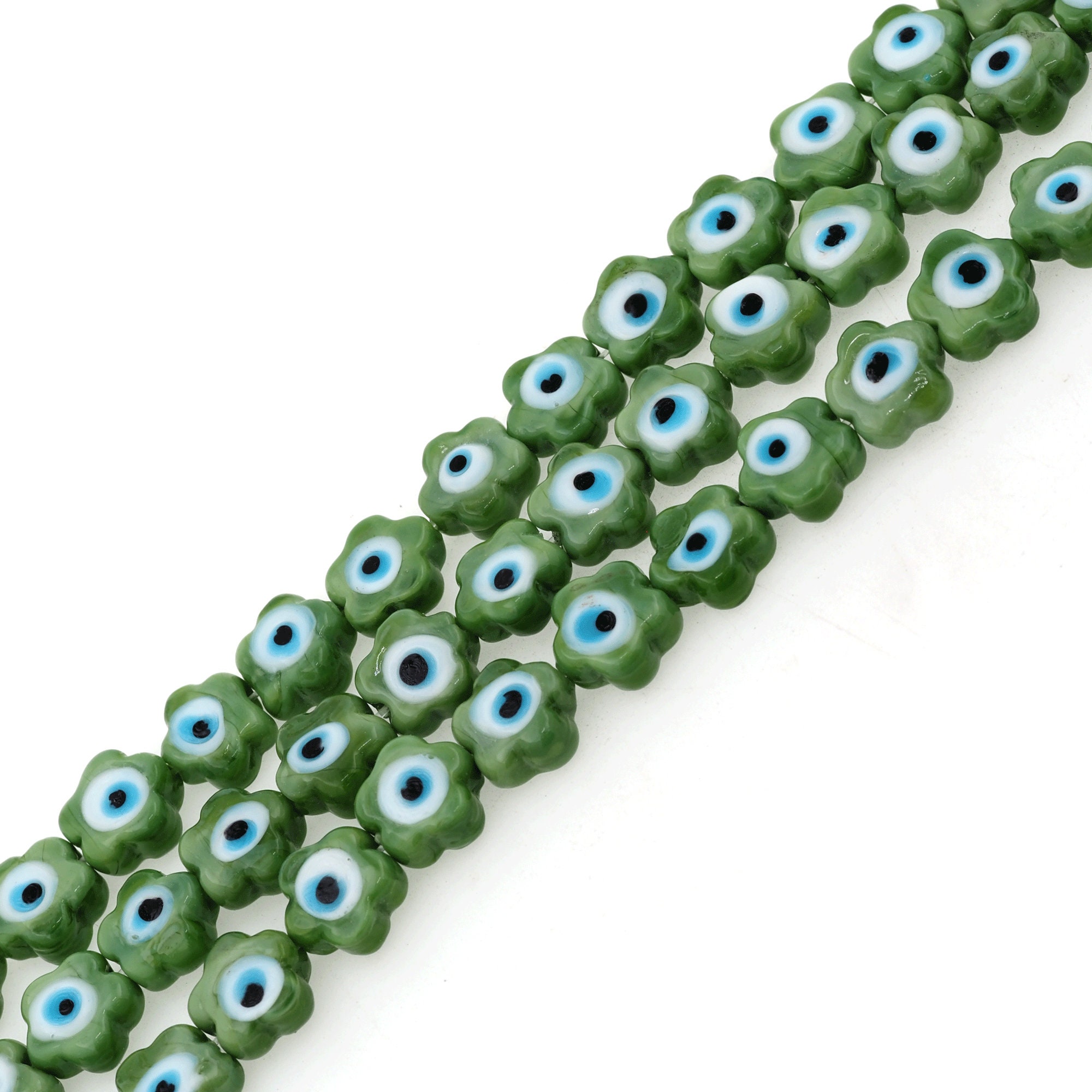 33 Pieces, Green Magic Eye Glass Beads, Manual Lighting Glass Beads ...