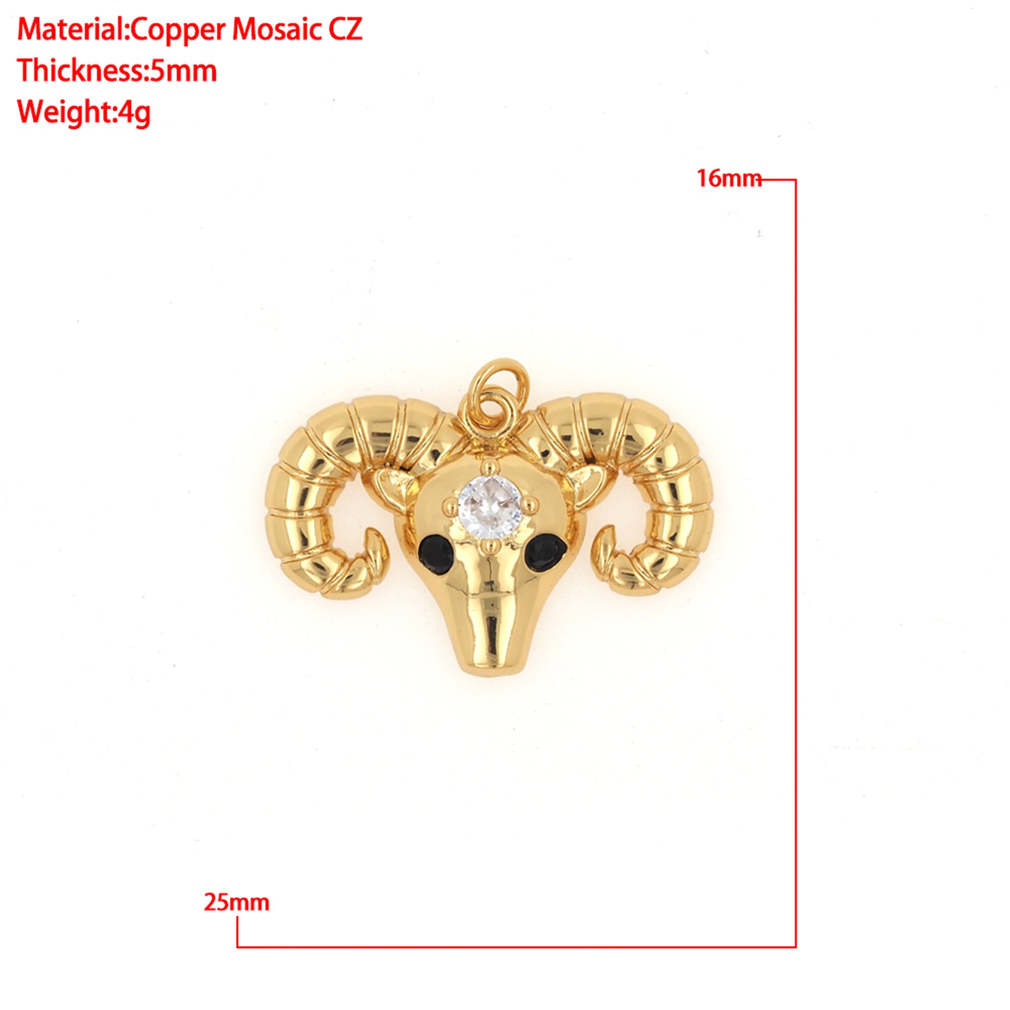 Demon Goat Head Pendant, Goat Head Pendant, 24K Gold Goat Pendant ...