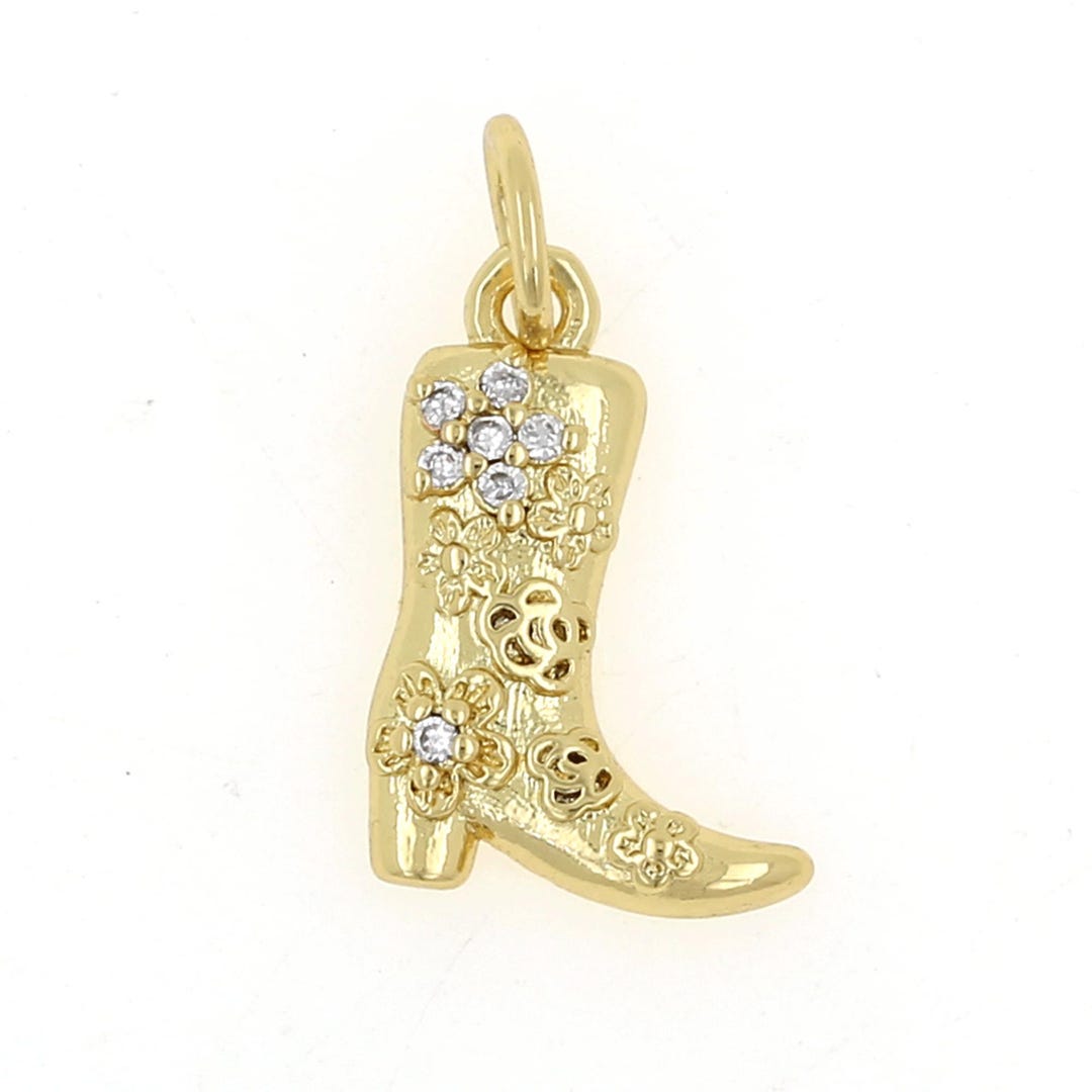 Boot Pendant 18K Gold Plated Cowboy Boots Fashion Pendant DIY Jewelry ...