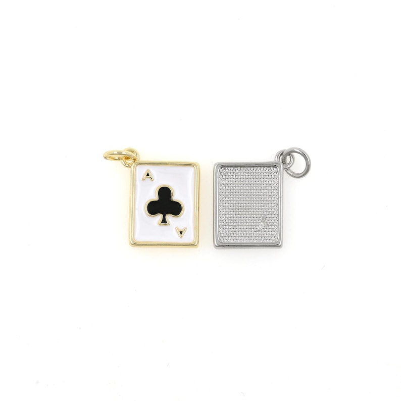 Playing Card Pendant 18K Gold Plated Playing Card Pendant Enamel Card ...
