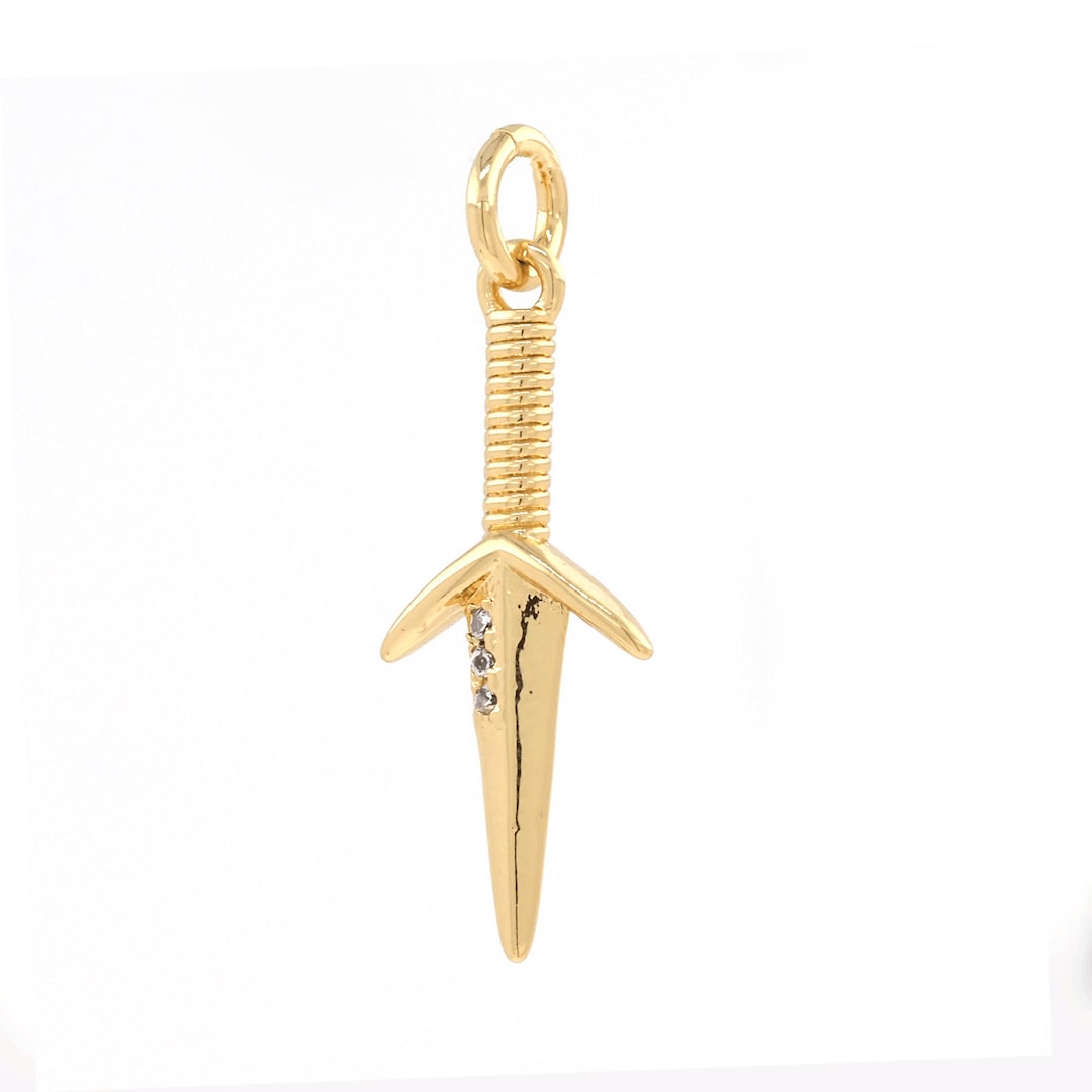 Weapon Pendant, Dagger Necklace, 18K Gold Filled Sword Pendant ...