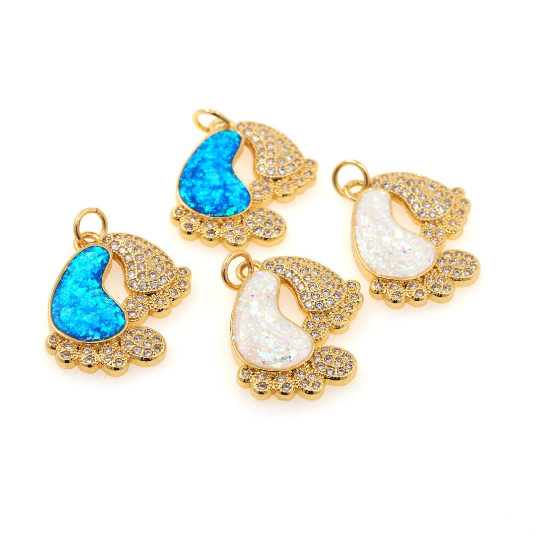 Micropavé CZ Foot Pendant, 18K Gold Filled Foot Pendant, Foot Pendant ...