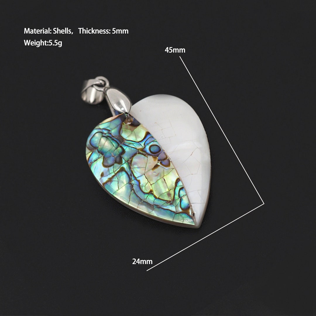 Luxury White Edged Abalone Shell, Heart Shaped Abalone Shell Pendant ...