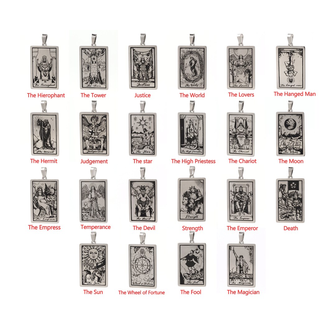 Silver Tarot Card, Stainless Steel Tarot Pendant, Divination Necklace ...