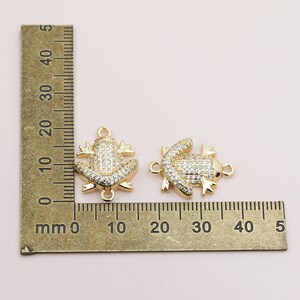 Animal Connector,18k Gold Filled Frog Connector,miniature Pavé CZ Small ...