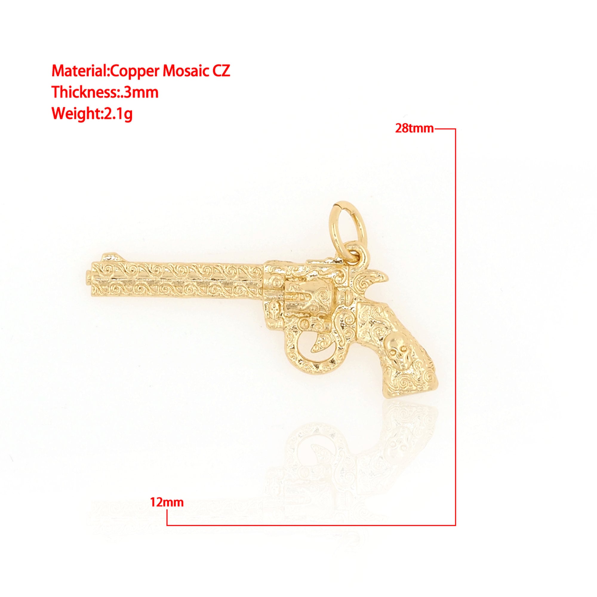 Revolver Pendant, Pistol Pendant, Firearm Pendant, Gold Plated Pendant ...