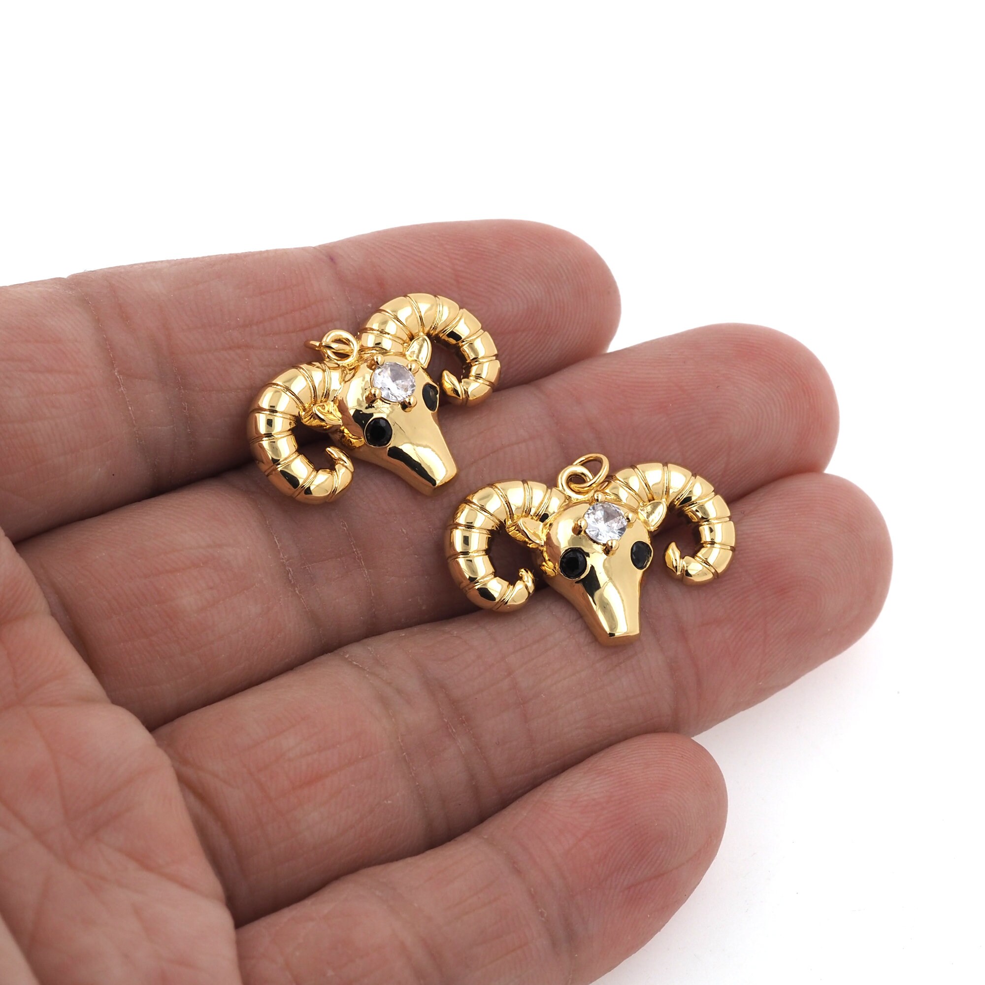 Demon Goat Head Pendant, Goat Head Pendant, 24K Gold Goat Pendant ...