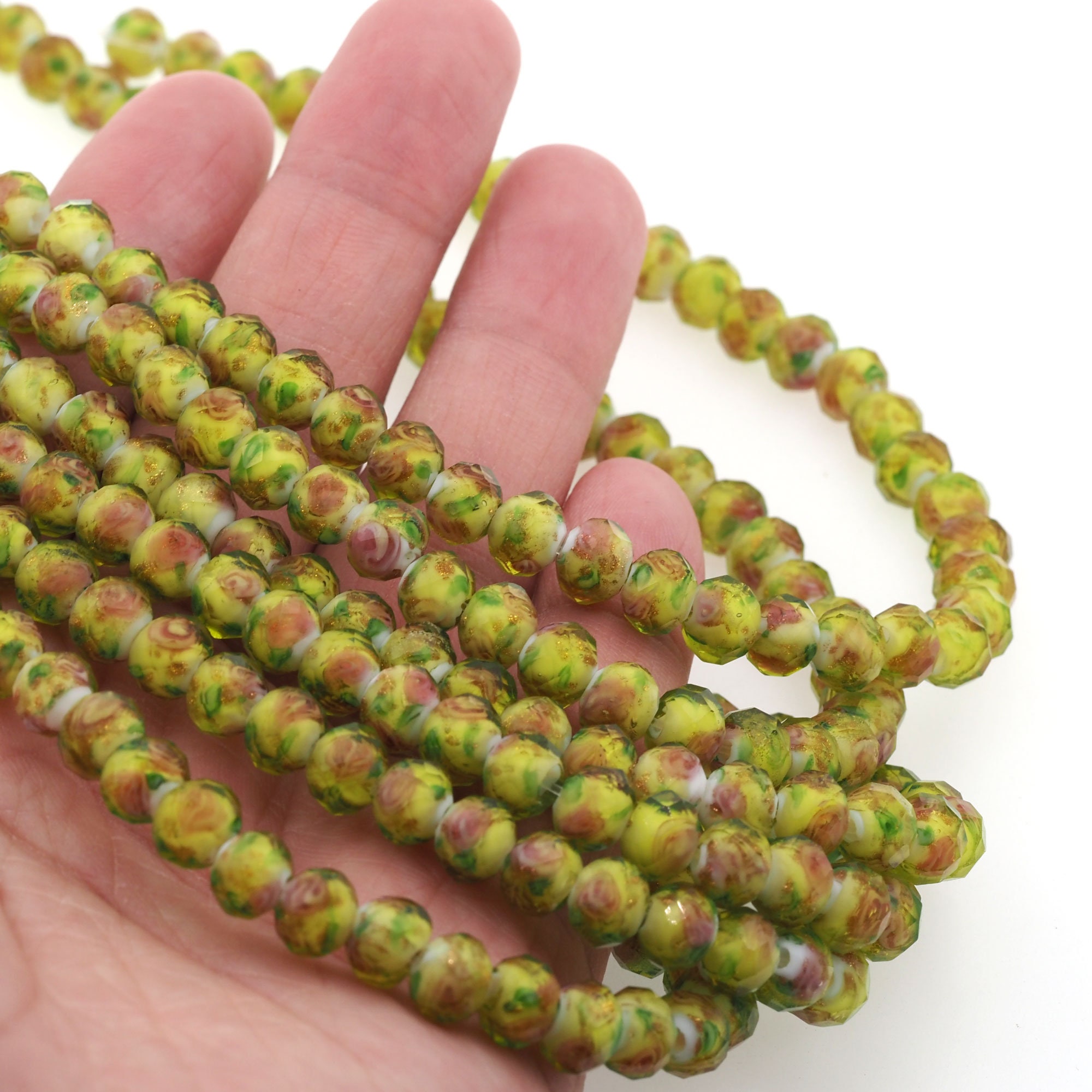 50, Double Color Ceramic Beads, Murano Glass Beads, Round Glass Beads ...