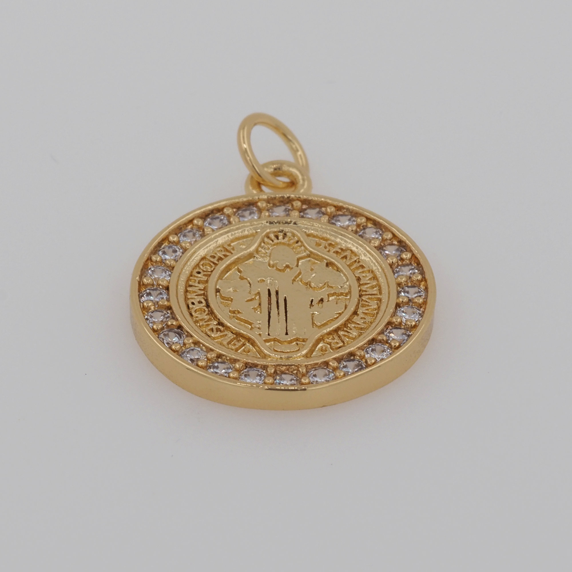 Coin Charm 18K Gold Filled Gold Coin Pendant Micropavé CZ - Etsy