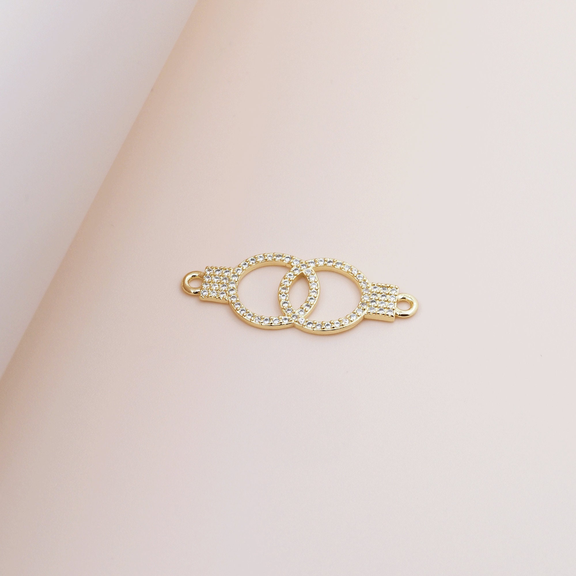 Infinity Connector, 18K Gold Handcuff Connector, Miniature Pavé CZ ...