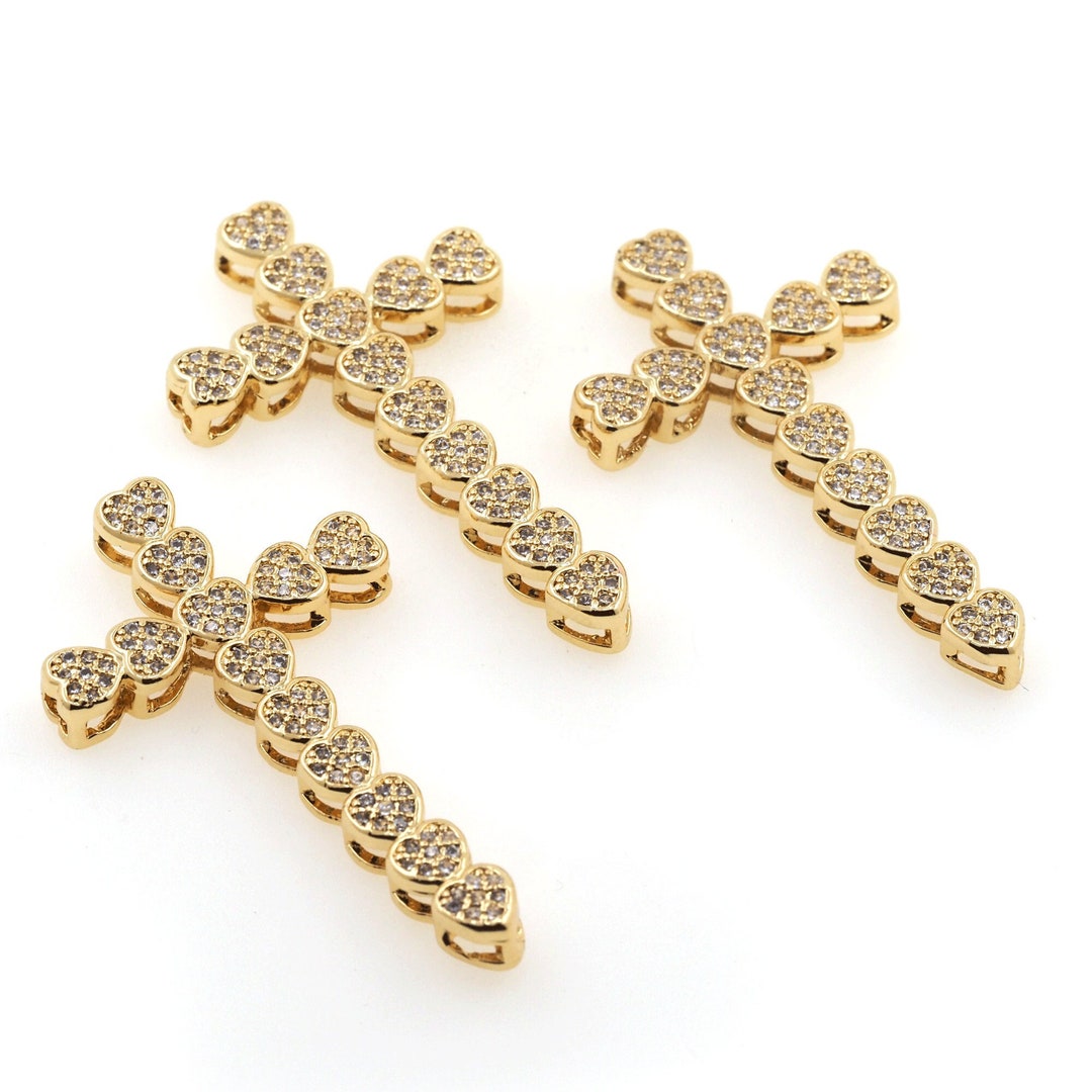 Cross Connector, Christian Connector, 18K Gold Plated Bracelet ...