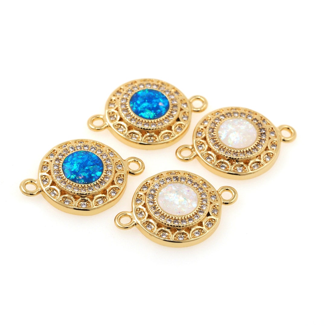Round Connector, 18K Gold Plated Bracelet Connector With Micro Inlay CZ ...