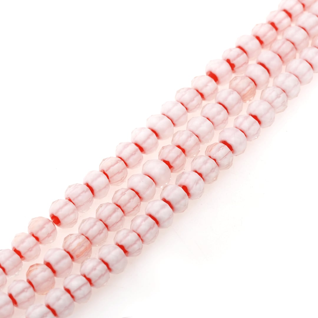 50 Pieces, Abacus Beads, Red and White Ceramic Beads, Murano Glass ...