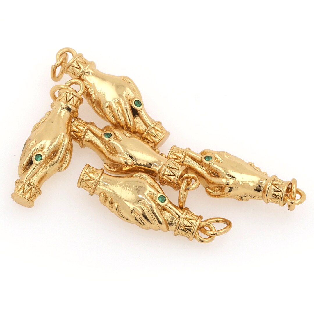 Handshake Necklace, 18K Gold Filled Gesture Pendant, Micropavé CZ Hands ...