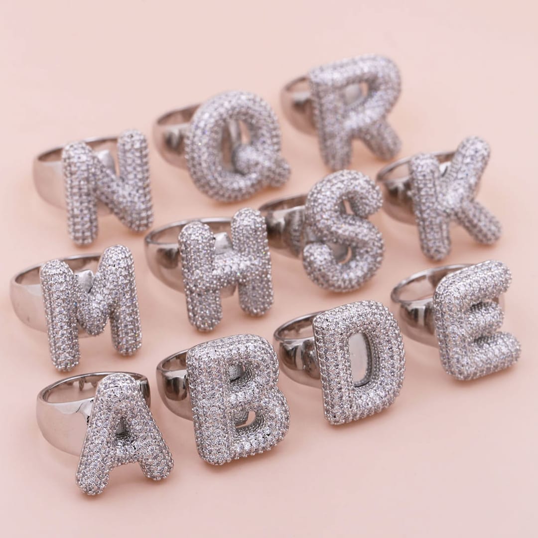 Alphabet Rings, Fashion Rings, Micro Setting CZ Adjustable Rings ...