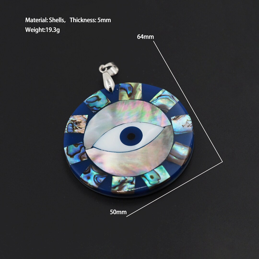 Round Devil's Eye Necklace,abalone Shell Patchwork White Shell Pendant ...