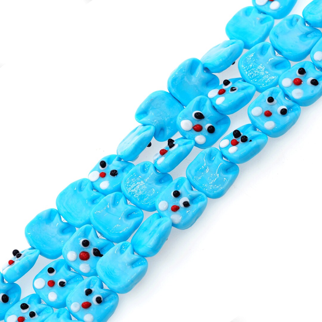 20 Pieces, Blue Ceramic Beads, Cute Cat Beads,enamel Beads, Ceramic ...