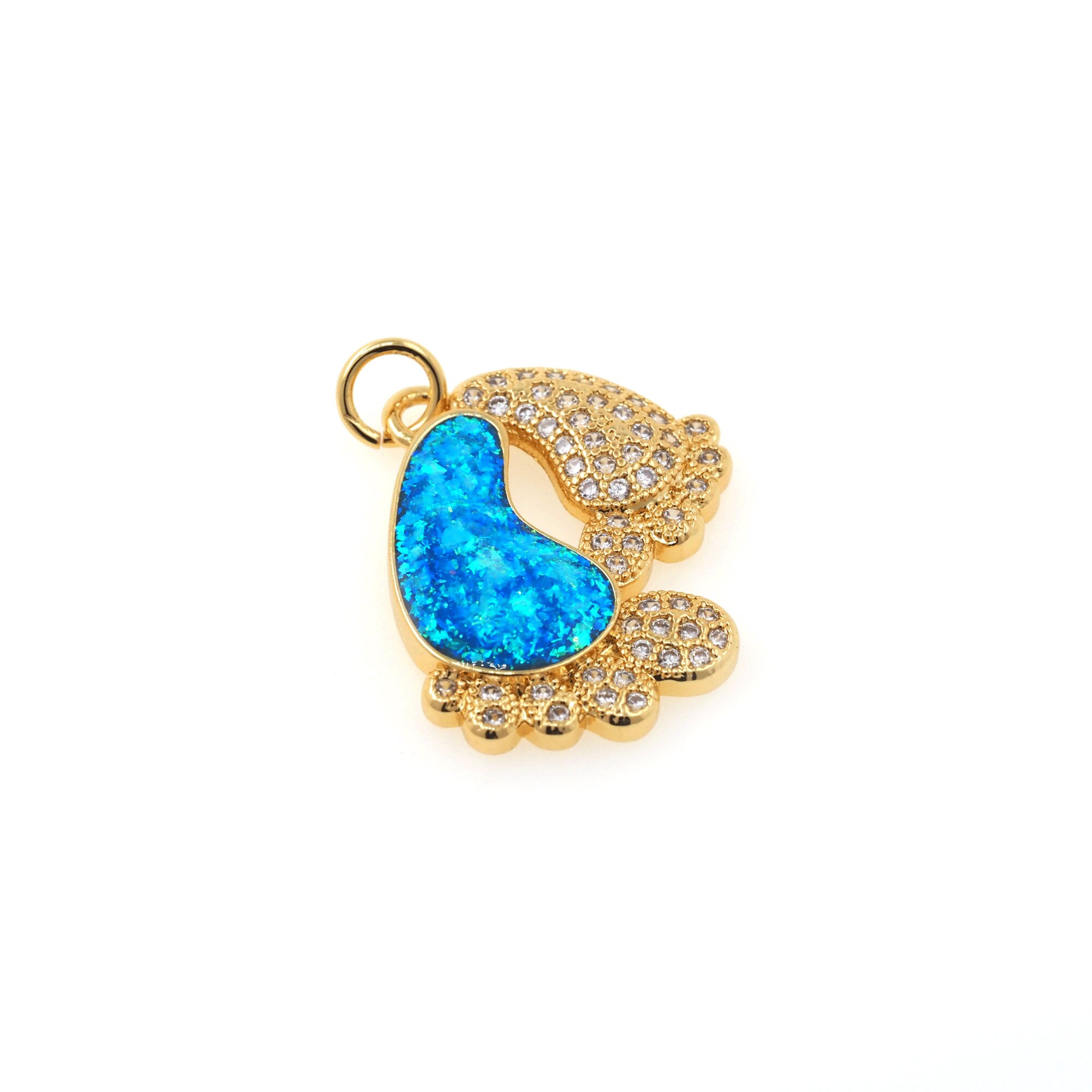 Micropavé CZ Foot Pendant, 18K Gold Filled Foot Pendant, Foot Pendant ...