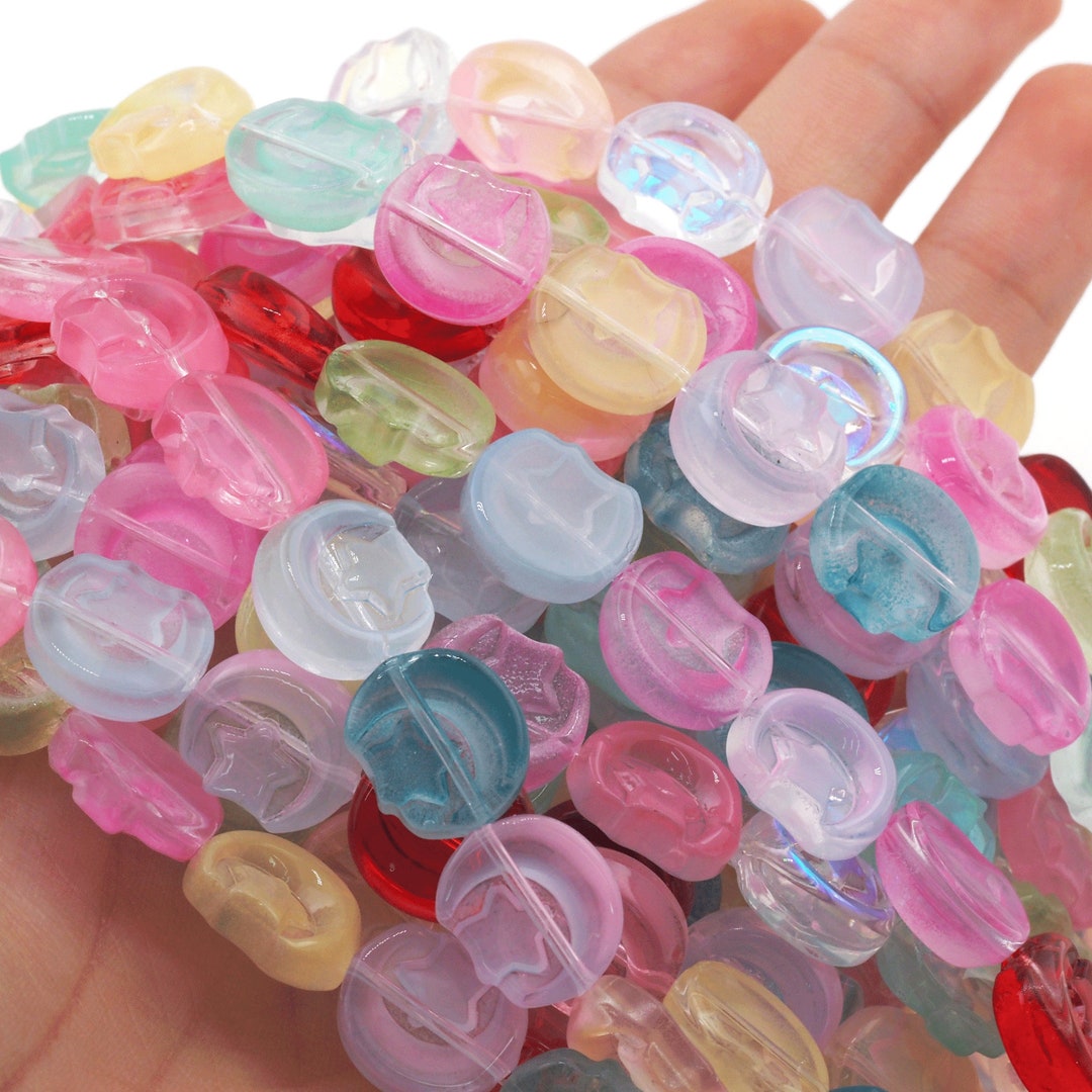 Star and Moon Spacer Beads, Celestial Beads, Glass Lampwork Beads ...