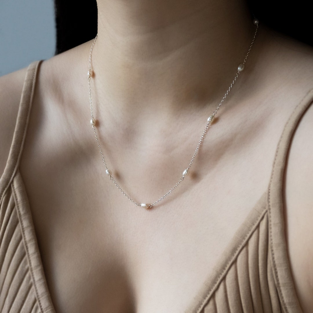 Freshwater Pearls Long Chain Necklace | Pearl Necklace | Delicate ...