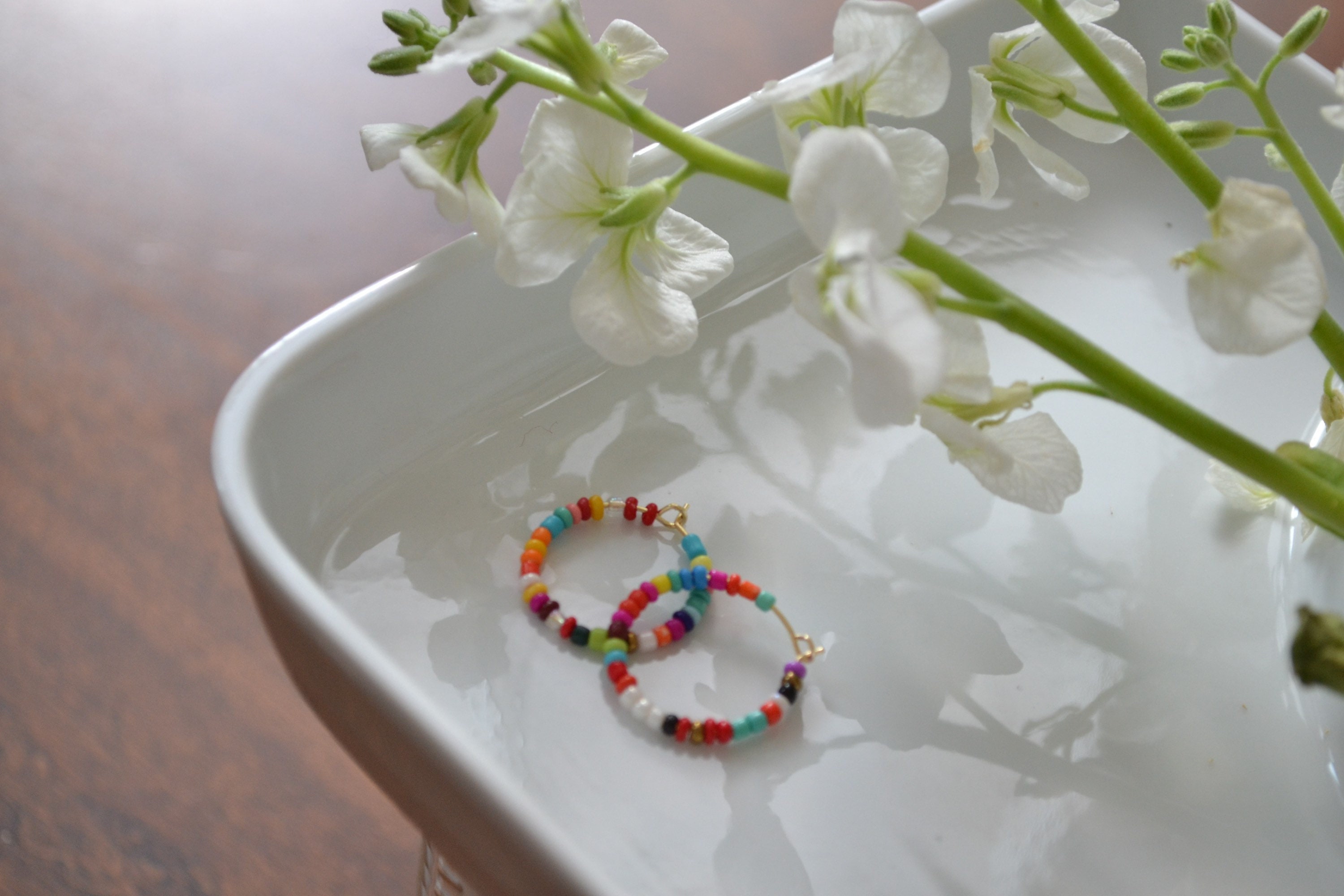 Multi Colored Hoops Colorful Small Beaded Earring - Etsy